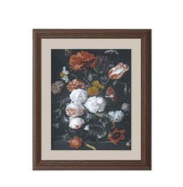 油絵 絵画 直筆仕上げ デ・ヘーム 花瓶と花アートフレーム サイズ 額入りS：ブラウン 【油彩 布キャンバス 国内生産】 絵画 販売 静物画 321×271mm 複製画 送料無料 プレゼント ギフト 開店祝い 開業祝い 退職祝い 新築祝い ...