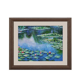 油絵 絵画 直筆仕上げ クロード・モネ 睡蓮（5） アートフレーム サイズ 額入りS：ブラウン 【油彩 布キャンバス 国内生産】 絵画 販売 風景画 321×271mm 複製画 送料無料 絵画 販売 インテリア 油絵 油彩 壁掛け 複製画 ...
