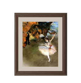 油絵 絵画 直筆仕上げ エドガー・ドガ 花形 （エトワール） アートフレーム サイズ 額入りS：ブラウン 【油彩 布キャンバス 国内生産】 絵画 販売 人物画 321×271mm 複製画 送料無料 絵画 販売 インテリア 油絵 油彩 壁掛け...