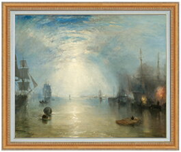 油絵 絵画 直筆仕上げ ターナー Keelmen Heaving in Coals by Moonlight F30 【油彩 国内生産 インテリア】絵画 販売 30号 大きな絵画サイズ 額入り 風景画 額縁 1070×887mm 複製画 送...