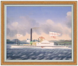 油絵 絵画 直筆仕上げ ジェームズバード 曳航船ジョン・バークベック F30 【油彩 国内生産 インテリア】絵画 販売 30号 大きな絵画サイズ 額入り 風景画 額縁 1070×887mm 複製画 送料無料 絵自体（キャンバス）の大きさ　9...
