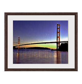 油絵 絵画 直筆仕上げ 夕暮れの橋 アートフレーム：色ブラウン サイズ 額入りM 521×428mm 【軽量フレーム・額表面保護板】 油彩 風景画 オリジナルインテリア絵画 風水画 壁掛け 絵画 販売 インテリア 油絵 油彩 壁掛け 複製画...