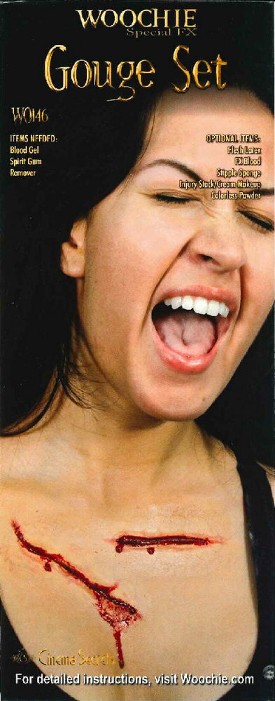 ざっくり抉られた傷…とってもリアルでみんながびっくりするのは間違いなし！別売りの接着剤・フレッシュラテックス・ライニングカラーを使えばさらに本格的に仕上がります。写真はほんの一例です。あなたの素敵なアイディアでご自由にお楽しみください。※　...