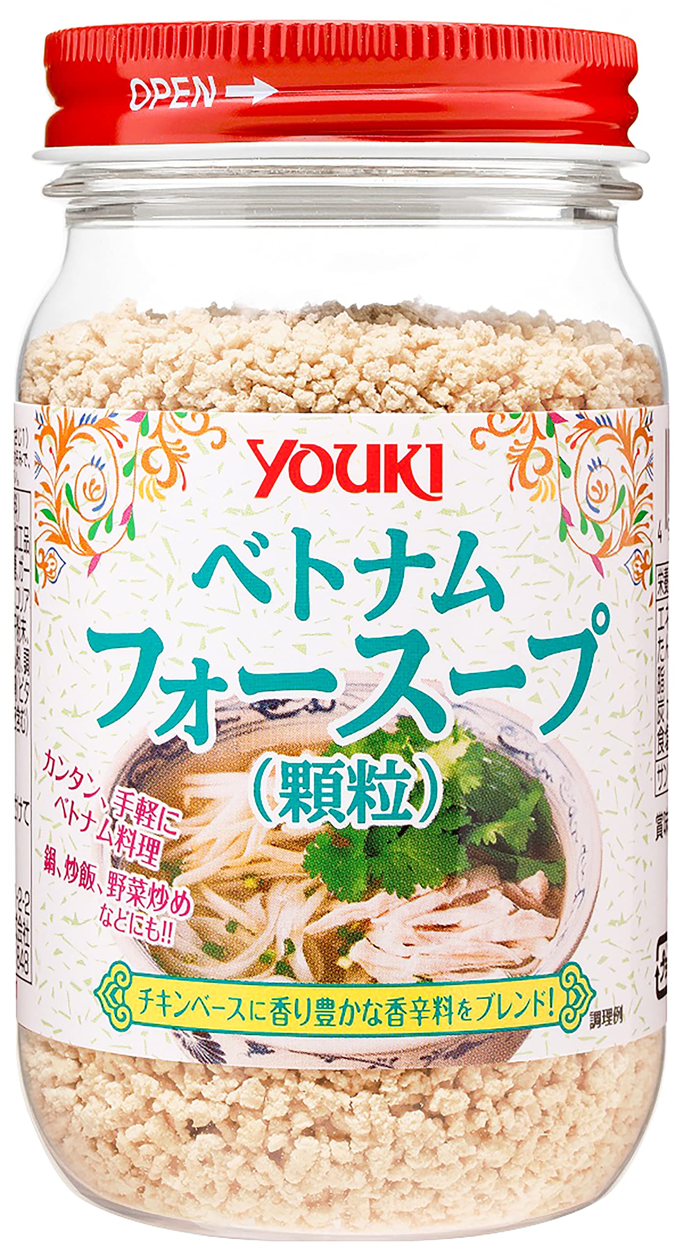 商品情報商品の説明商品紹介 ベトナム料理の定番「フォー」のスープをお湯で溶くだけでできちゃう、顆粒タイプのスープの素。 チキンベースに香辛料をバランスよく配合し、(魚醤)の旨味とレモングラスの爽やかな香りで食欲そそる味わい。 スタンダードな...