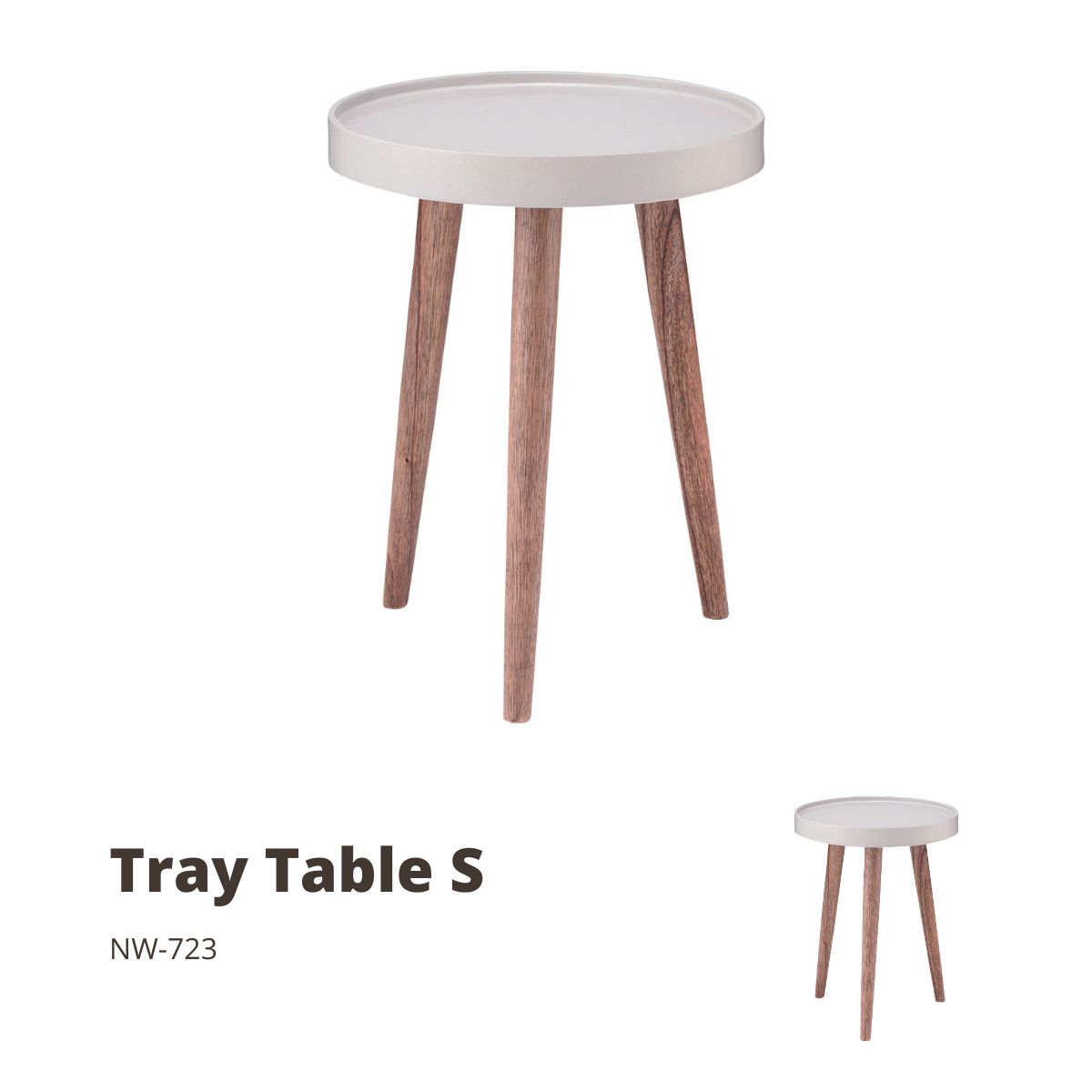 サイドテーブルサイズ：φ35×H45スペック：天板:繊維板 脚:天然木(ミンディ) ラッカー塗装製造国：インドネシア重量：2kg※本製品は材質及び製造工程上、個体差がございます。手作業で行なっているため、一部塗装の凹凸や擦れ、フチ部分の塗装...