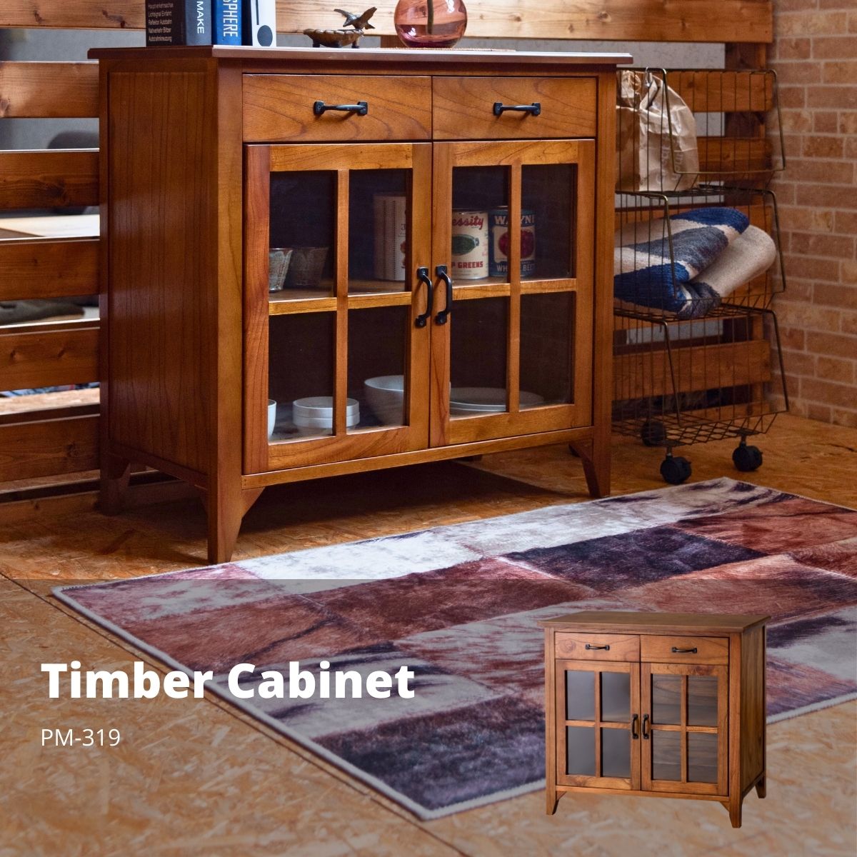 特長天然木の豊かな風合いと統一感のある黒アイアンが特徴の定番人気シリーズ「ティンバー」にミニタイプのキャビネットシリーズが登場。 同一シルエットなので、3タイプで揃えて設置してもバランスの取れた仕上がりです。サイズ：W80×D40×H75ス...