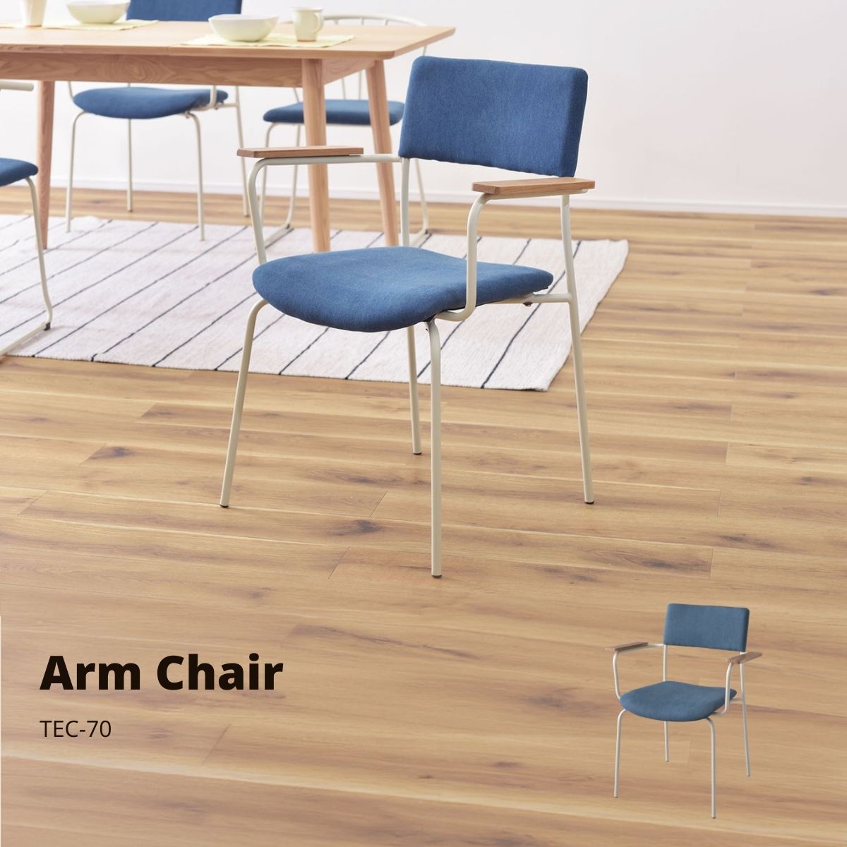 ダイニングチェアサイズ：W63×D53×H81×SH47スペック：スチール(粉体塗装) 天然木(オーク) ポリエステル製造国：中国重量：5kg組み立て有無：完成品組立時間の目安：なし組立にかかる人数の目安：なし付属品：なし