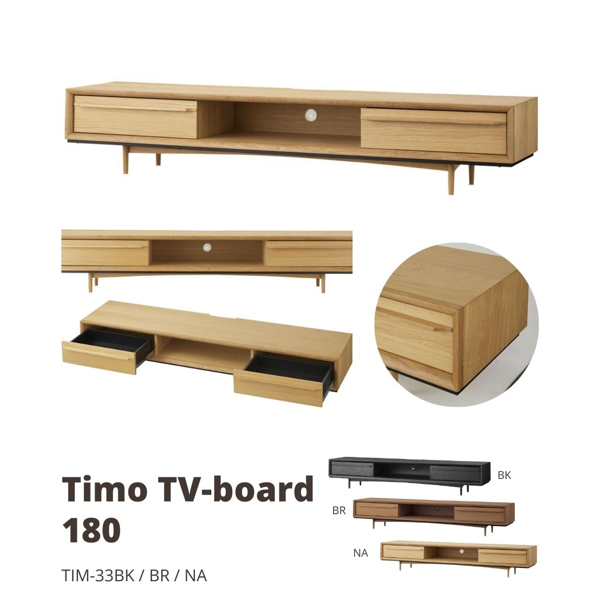 TVボードサイズ：W180×D41×H33スペック：天然木(オーク) 天然木化粧繊維板(オーク) ウレタン塗装 スチール(粉体塗装) 製造国：ベトナム重量：34kg組み立て有無：組立式組立時間の目安：15分組立にかかる人数の目安：2人付属品...