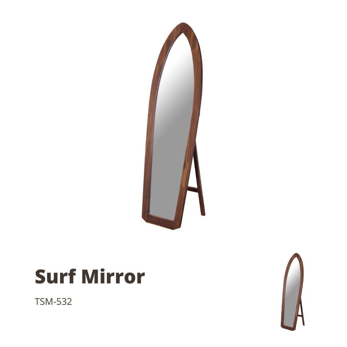 ミラーサイズ：W48×D39×H157スペック：天然木(アカシア) 5mm飛散防止ミラー ラッカー塗装製造国：ベトナム重量：8kg組み立て有無：完成品組立時間の目安：なし組立にかかる人数の目安：なし付属品：なし
