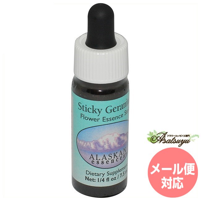 メーカー名 AlaskanEssencesInc. シリーズ名 アラスカン・エッセンス 商品名 スティッキーゼラニウム 原材料/品質 水・海塩・アルコール類・その他 内容量 7.5ml 賞味期限 パッケージに記載 製造者 AlaskanEs...