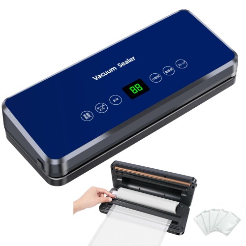 ZLYM 食品真空パック機 家庭用/業務用 複数のバッグを同時にポンピングする 乾燥肉・野菜・魚介類対応 乾湿両用シーラー ワンタッチ操作 デジタル表示 強力吸引 クイックシール 乾湿両用 軽量コンパクト設計 多機能真空 食品保存/キッチン...