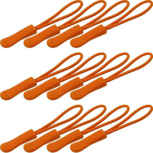 ZUOZ ファスナー 引き手 ジッパー ジッパープル 超軽量 顆粒 ノンスリップ ジッパータブ チャック 取っ手 バッグ プルコード 荷物 テント 交換 延長用 12本 オレンジ 【特徴】超軽量 で荷物増量ゼロ(中0.7g/本、小0.4g/...
