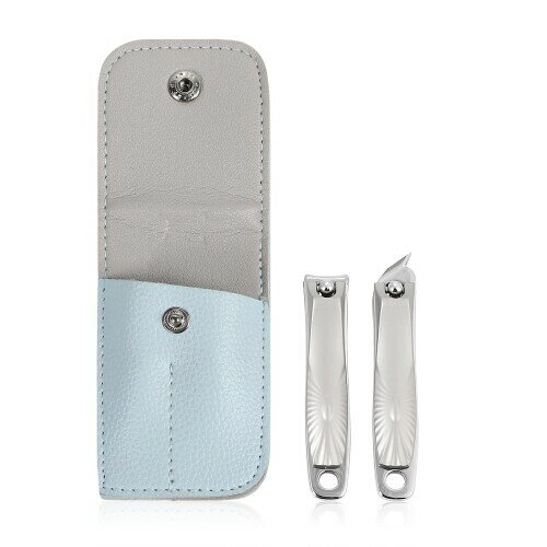 ツメきり 爪切りセット 収納ケース付き 携帯用 マニキュア ネイルケア 小さめ (ブルー×グレー, 2本セット) 持ち運び便利:コンパクトな収納ケース付きで、バッグやポーチに簡単に収納できる携帯用爪切りセット かわいらしいデザイン:小さめで...