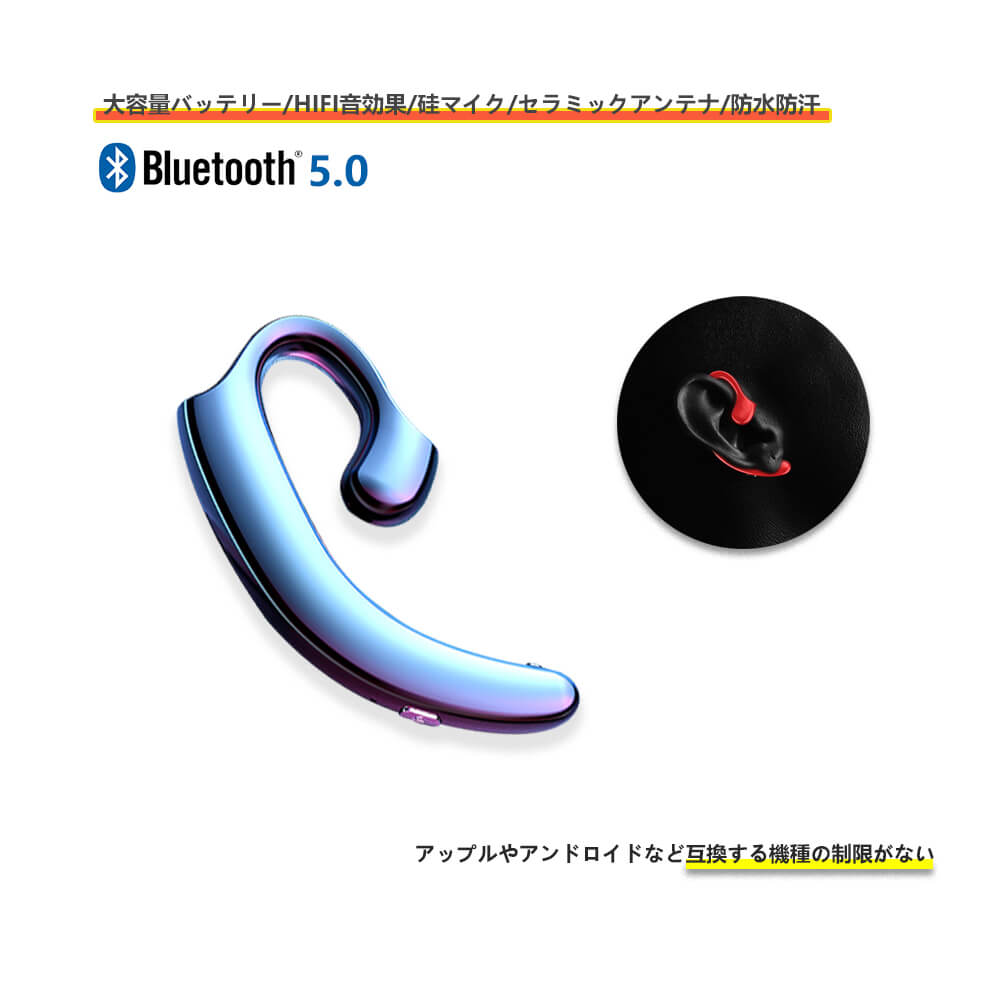 ITEM INFORMATION 痛くない付け方！片耳立体音！機体74mm/どんな耳も/130時間スタンバイ 耳掛け型 Bluetooth ワイヤレスヘッドセット 片耳立体音 硅マイク Bluetooth5.0 IPX5防水防汗 急速にペア...