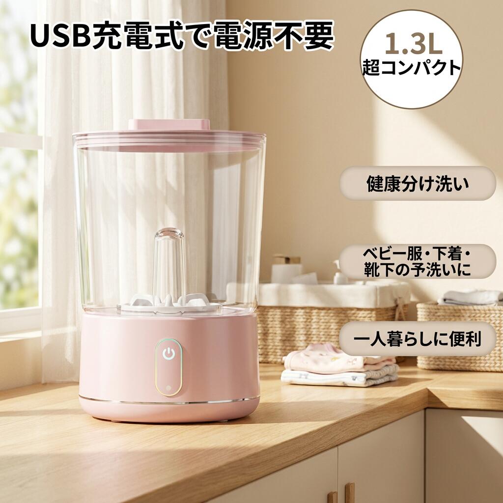 商品紹介 設置が簡単で完全防水を実現した業界最小クラスの洗濯ソリューション革新設計の3大特徴：1. 超小型ボディ（容量1.3L）：洗面台の隅や車内、キャンプ場などにコンパクトに収納可能。2. 4ステップ変形システム（展開時間わずか4秒）：迅...