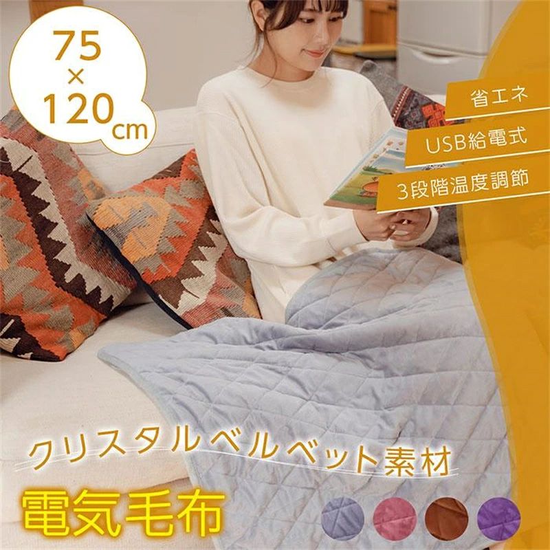 商品仕様 この商品について 【USBブランケット】電気毛布サイズ：約75x120cm 電源：5V/2A(USBポートより)充電器、モバイルバッテリー、車などから電源を入力できます。ボタン付き、肩掛けやひざ掛けや巻きスカートなどとして使えて、...