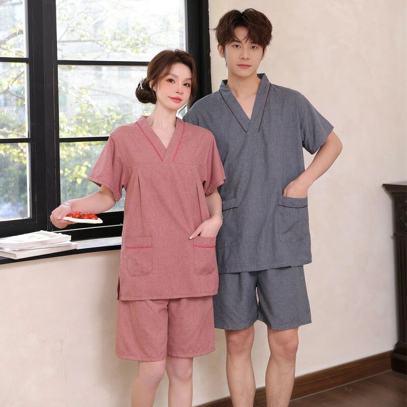 チムジルバン服 サロン マッサージ服 サウナ チムジルバン 服 お灸 鍼 患者着 患者服 上下セット　乾きやすい サウナ服 パジャマ 入浴服 寝巻 部屋着 ルームウェア セットアップ ゆったり 綿 理学療法服 鍼灸院韓国 チムジルバン服 鍼...
