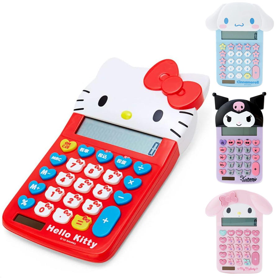 サンリオキャラクターズから、ボタンが可愛い顔の形になった「フェイス形キー電卓」が登場！ ボタン一つひとつがキャラクターのフェイス形になっている、ファンにはたまらないキュートなデザイン 可愛い見た目ながら、実用性抜群の「12桁表示」＆「税計算...