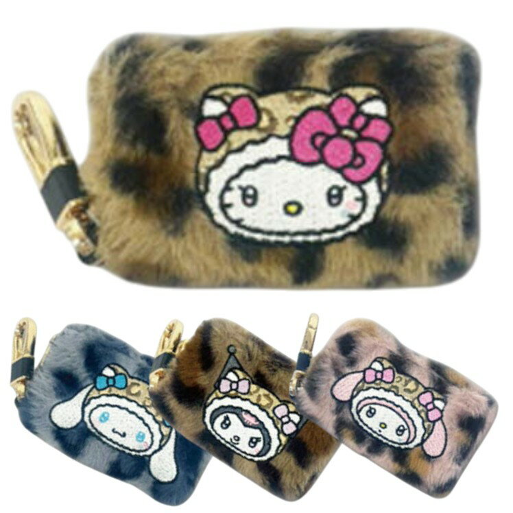 サンリオキャラクターのヒョウ柄スマートキーケース ヒョウ柄のふわふわした生地が特徴で、ハローキティ、マイメロディ、シナモロール、クロミの4種類のキャラクターデザイン ふわふわの豹柄生地は大人かわいいデザインで 普段使いはもちろん、プレゼント...