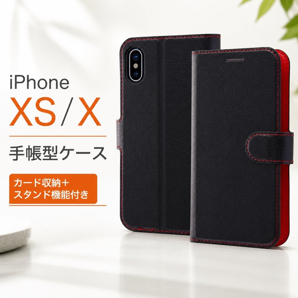 【商品説明】【商品概要】 iPhone XS 手帳型ケース シンプル マグネット/ブラック/レッド 【商品の特長】 毎日のスマホ時間を、もっと気持ちよく。 手に取った瞬間から使いやすさを実感できるよう、心地よさを大切にしました。 カード収納...