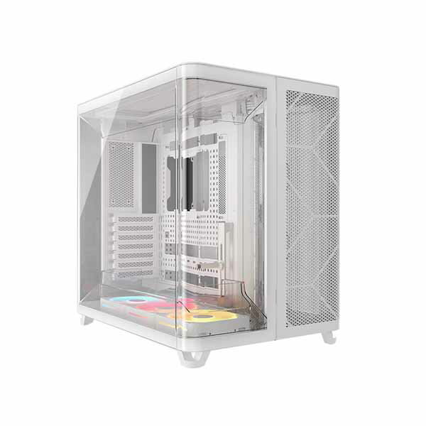 トリプルチャンバーと曲面ガラスパネルを採用したミドルタワーケース ホワイトモデルです。iCUE LINK対応ハブとLX120Rリバースローターファンを標準搭載し、ケーブル1本でライティングやファンを一括管理可能。背面配線対応マザーボードにも...