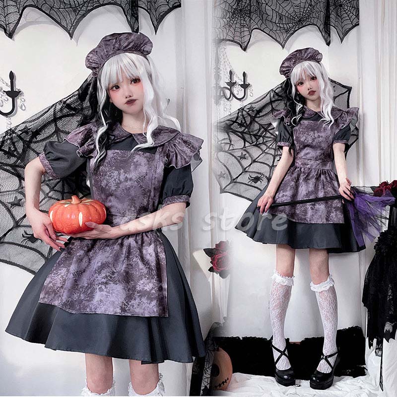 商品名 ハロウインコスプレ衣装 色 パープル サイズ M：バスト90cmウエスト74cm袖丈25cm肩幅37cm着丈82cm L：バスト94cmウエスト78cm袖丈26cm肩幅38cm着丈84cm XL：バスト98cmウエスト82cm袖丈2...