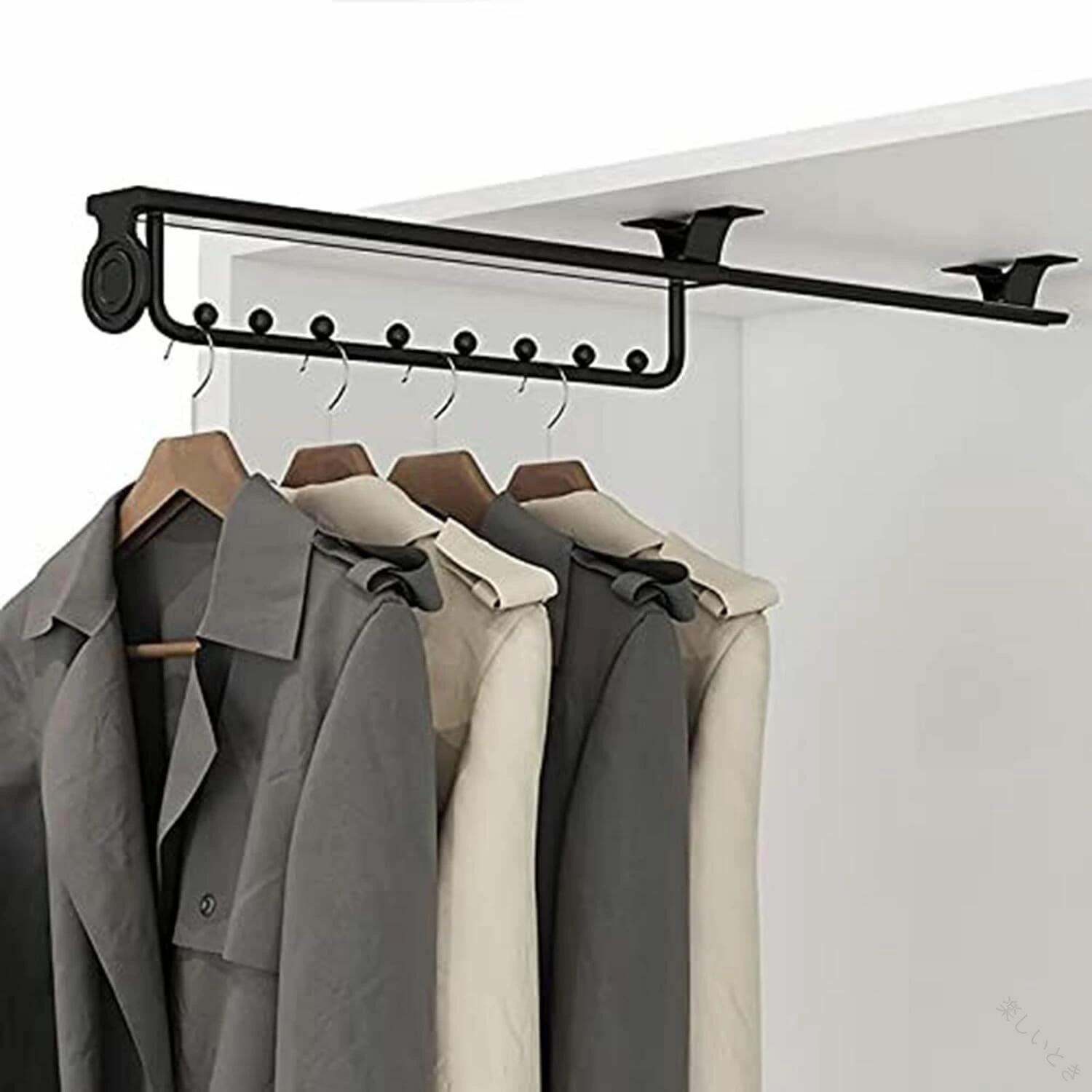 ■商品説明■●材質：アルミニウム合金+ABS■ズボンだけでなく、服、ネクタイ、スカーフなどを掛けることができる多機能クローゼットバレットロッドです。スペースを最大限に活用できるため、他の用途に十分なスペースを節約できます。■押したり引いたり...