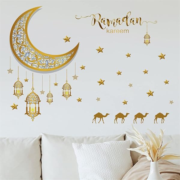 【送料無料】ウォールステッカー おしゃれ ラマダン祭です 月と星 ランプです ウォールシール ramadan kareem 壁紙シール 防水 ウォールすてっかー リビングルーム 賃貸 ベッドルーム 壁 インテリア 壁飾り 剥がせる wall...