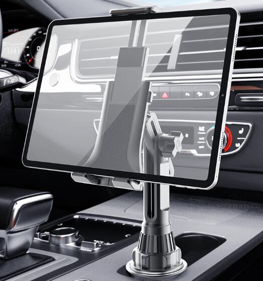 車載用 ホルダー スマホ タブレット 対応 カップホルダー取付 伸縮アーム 角度調整可能 iPad Android 対応 汎用 車内用 ブラック ドリンクホルダーに差し込むだけで手軽に設置。長関節アームで視線に合わせて調整でき、スマホやタブ...