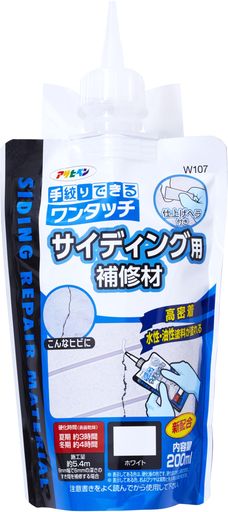 パウチ容器なので、補修箇所に直接手で中身を押し出して使えます。 密着力が強く、耐久性に優れた窯業系サイディング補修材です。 耐候性に優れ、雨水の侵入から住まいを守ります。 補修後、水性塗料、油性塗料が塗れます。 用途:窯業系サイディングのひ...