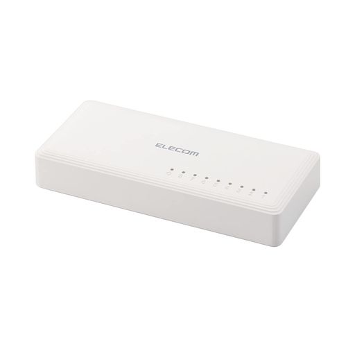 1000BASE-T対応のACアダプター電源のプラスチック筐体8ポートスイッチングハブです。従来機種(※)より容積比で約61%サイズダウン。コンパクトで場所を取らない設計です。 ※従来機種:EHC-G08PA-W ストレート/クロスケーブル...