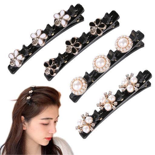 【プレミアム素材】:2層編みのヘアクリップは、ラインストーンとパールで装飾された高品質のアクリルと合金の素材で作られています。軽量で壊れたり変形したりしにくい。彼らはあなたの髪をうまく固定することができ、滑りにくいです。 【パーフェクトサイ...