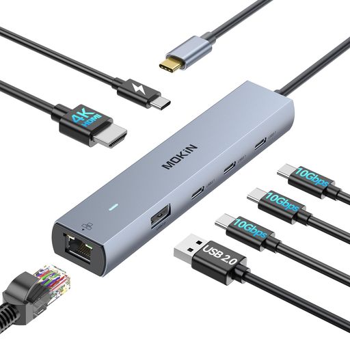 【7-in-1拡張ハブ】1xHDMI(4K@60Hz)、3xUSB3.1、1xUSB-C(データ用)、1xUSB2.0、1xRJ45、1xUSB-CPD(100W充電)を一本に集約。MacBookPro/Air、MacBookM1、M2、i...