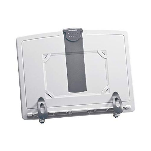 手軽に本をホールド、クリップ付きで原稿台としても使用可能なブックスタンドデータホルダー 3段階での角度調整が可能です。 厚さ20mmまでの本に対応し、クリップで挟んだままでもページがめくりやすくなっています。 クリップ上へ伸ばすことができ、...