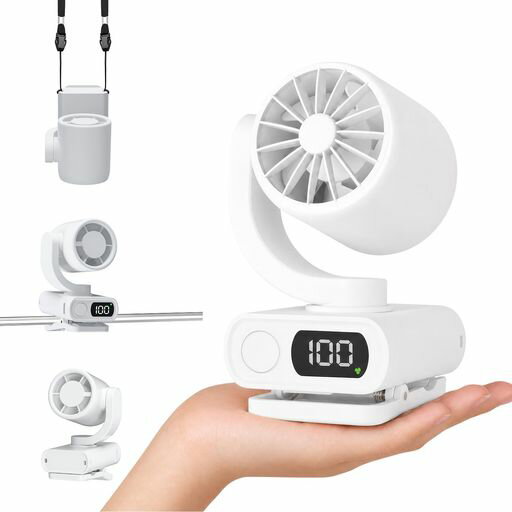 【超軽量・静音設計】この多機能小型ファンは、高品質なABS樹脂と柔らかなシリコン素材を採用しており、本体重量はわずか88gで、軽量かつ収納しやすい設計です。首にかけたり、腰に下げたり、手に持ったりしても負担にならず、まさに「存在を忘れるほど...