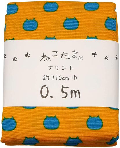 生地:オックス サイズ:約110cmx50cm 素材:コットン(綿)100% 柄:ネコ柄の水玉模様 生産国:日本製