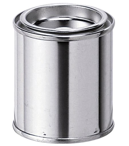 本体サイズ:W55xH65xD55mm(最大胴径55x胴高さ60mm) 質量:37g 材質:ブリキ 容量:80ml 用途:各種保存容器に