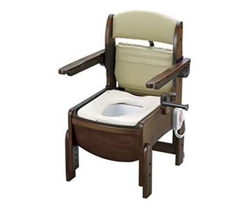 商品サイズ (幅x奥行x高さ) :570x540x825mm 内容量:1台 材質:本体:天然木肘掛け:天然木、スチール座面・背もたれ:合成皮革、ウレタンフォームバケツ:ポリプロピレン便座:ABS樹脂