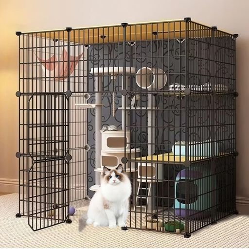 インドア 【自由にDIYで理想の形を実現&amp;全年齢の猫に対応】:弊社の猫ケージは、部屋の広さや形状に合わせて自由に組み合わせられる設計が魅力です。限られた空間でも猫たちがのびのびと遊べるよう、高さを活かした設計で、お部屋を効率的に使い...