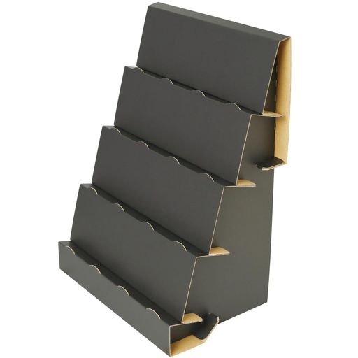 【入数】2台袋入 【サイズ】本体(組立時)-高さ400mmx幅294mmx奥行195mm、1段-高さ95mmx奥行18mm 【材質】段ボール(1.5mm厚) 【カラー】ブラック 【原産国】日本
