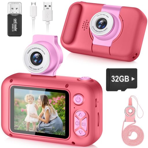 写真、ビデオ撮影。 【“2.4インチ”IPSスクリーン&amp;より快適】ミニボディに“2.4インチ”IPSHDスクリーンを搭載し、1080pの高精細な画質を提供します。大きめのボタンはお子様の手にも快適です。 【180°フリップレンズ&a...