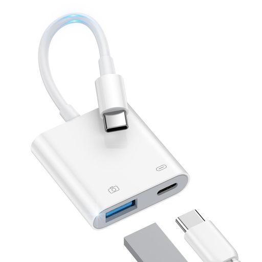 👑【デュアルポート同時充電・高速転送】USB Type-CをUSB Type-C+USBポートに変換し、外付けハードディスク、USBストレージ、マウス、キーボード、ゲームコントローラー、カードリーダーなどのUSB機器をTYP...