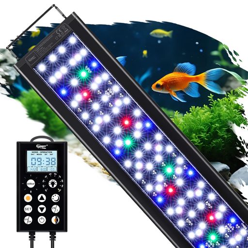 水草の育成と魚の色彩を鮮やかにする 【高輝度LED】本製品は、6列の高輝度・高品質5050+2835 LEDチップを採用しています。優れた発光効率と長寿命設計により、水槽内に安定した明るい光をたっぷりと供給。水草の光合成を効果的に促進し、健...