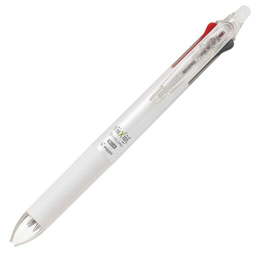 こすると消えるフリクション! 【サイズ】最大径Φ 12.8x全長 145mm 【ペン先】極細 0.5mmボール 【インキ色】黒・赤・青 【ボディカラー】パールホワイト 【インキ】フリクションインキ 【方式】スライドレバー式