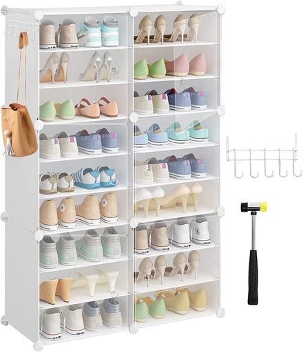 【36足の組み合わせ下駄箱】:サイズ:85*32*141cm、下駄箱は靴を簡単に見つけるのに役立ちます。靴棚には男性用の靴と女性用の靴が収納でき、楽福靴とブーツからハイヒールとスリッパまで、ご家庭、オフィス、寮に最適です。 【頑丈なシューズ...