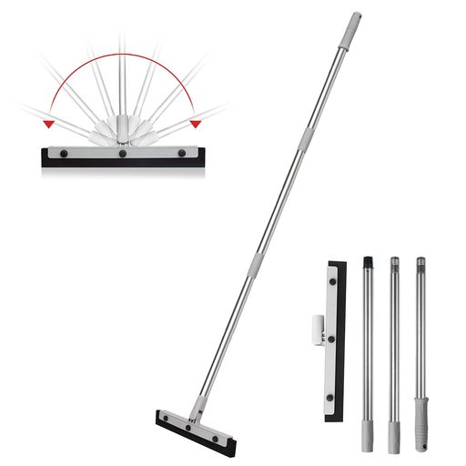 【DrDirt水切りワイパー 製品詳細】※ワイパーの長さ:約127cm ※ワイパーの横:約35cm ※ハンドル素材:ステンレス鋼 【180度回転可能】180度回転できる水切りワイパーは、まるで個人的な掃除専門家のように、手の届かない隅々に自...
