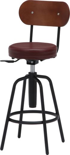 昇降できるヴィンテージ風背付きバースツール サイズ:幅42.5x奥行42.5x高さ84~94cm、座面高:60~70.5cm 本体重量:4.8kg、耐荷重:80kg 素材・材質:スチール・PVC・ウレタンフォーム、塗装:粉体塗装 原産国:台...