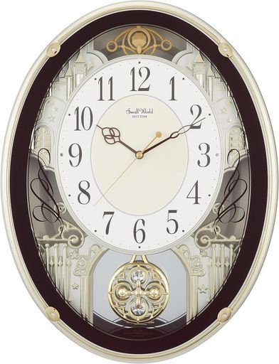 サイズ:450x345x81mm、本体重量:約2.0g 使用電源:マンガン単1電池X2本(別売) 秒針:ステップ秒針(暗所自動停止機能付き) ムーブメント:電波時計 メロディ全18曲搭載(暗所自動鳴り止め機能付き)