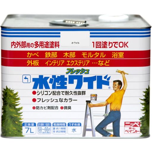 内装/外装 【特長】塗膜は汚れにくく、付着した汚れも水ぶきで簡単に洗浄できる(ウォッシャビリティに優れる)高性能塗料です。 タレにくい、微臭タイプ。 強力かび止め剤、さび止め剤配合。 JIS-K-5663(合成樹脂エマルションペイント) 【...