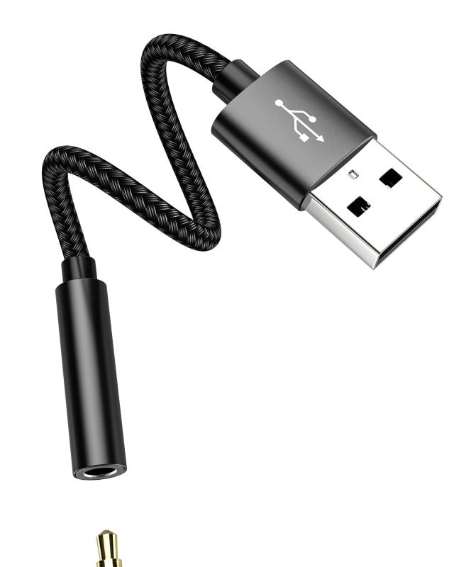 USB変換3.5mmイヤホンジャックアダプタDAC AuxマイクオーディオSplitterタブレットAndroid PC延長ケーブルオーディオインターフェースヘッドホン対応iPhone パソコンアンドロイドスピーカー変換ア【3.5mmオーデ...